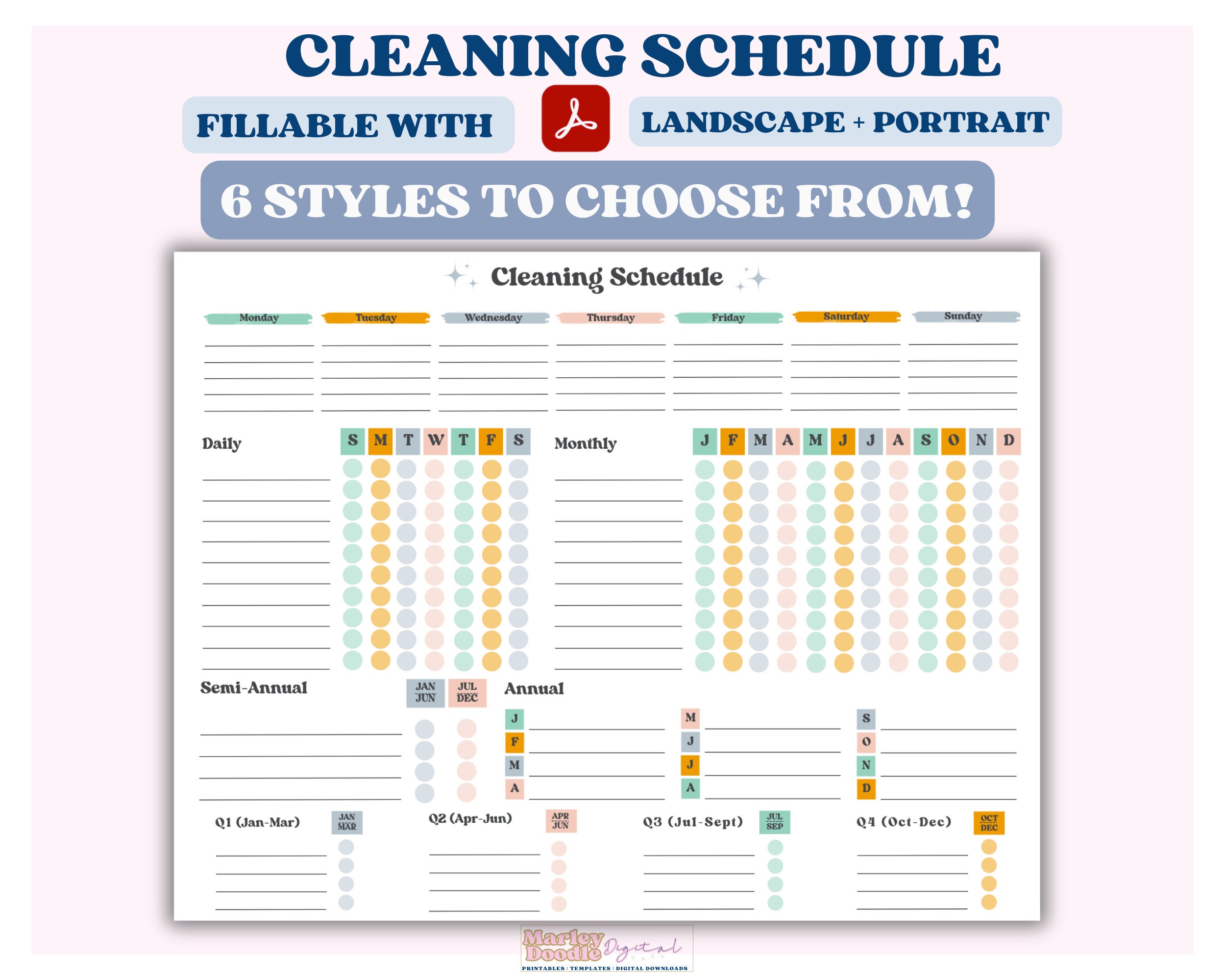 Editable Cleaning Schedule Printable, Home Cleaning Schedule, House ...