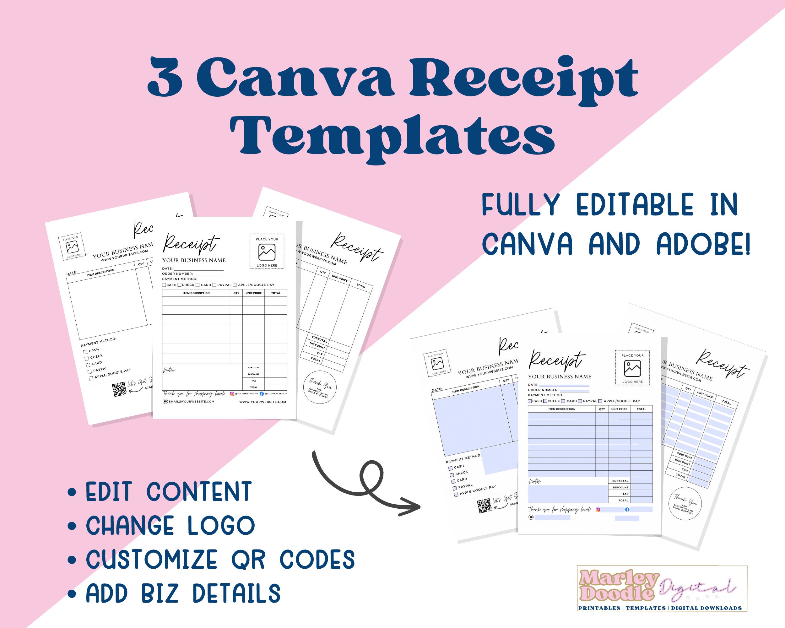Canva Business Receipts Template - Etsy