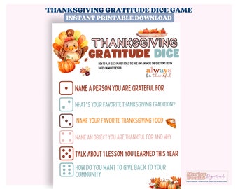 Funny Thanksgiving Dice Game Printable, Friendsgiving Games ...