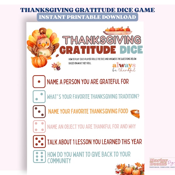 Gratitude Dice Game - Etsy