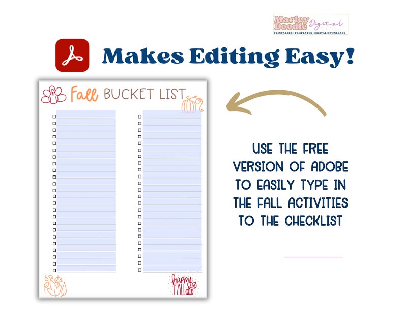 Fall Bucket List Printable for Kids, Fillable Bucket List Template ...