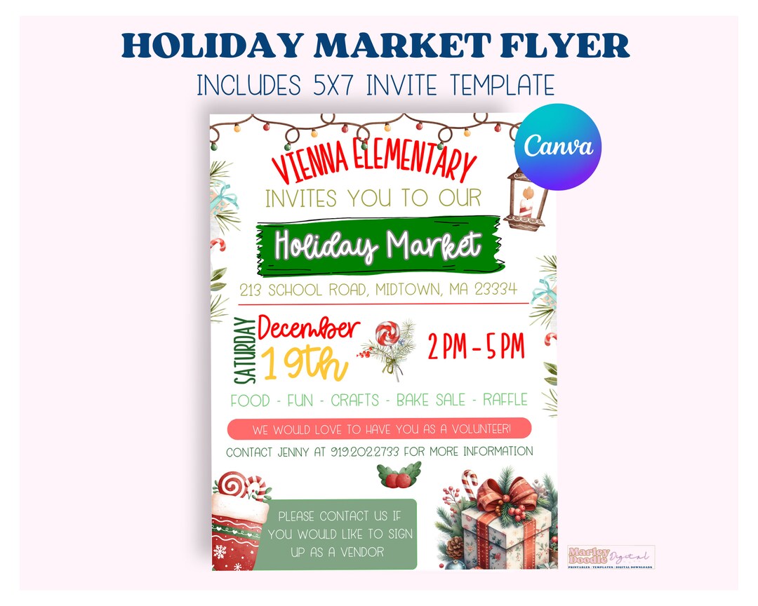 Editable Holiday Market Flyer With a Holiday Market Invitation Template ...