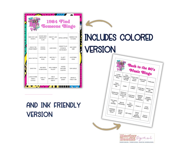 80s Music Bingo: 60 Printable Cards, 80s Party Game Includes Spotify ...