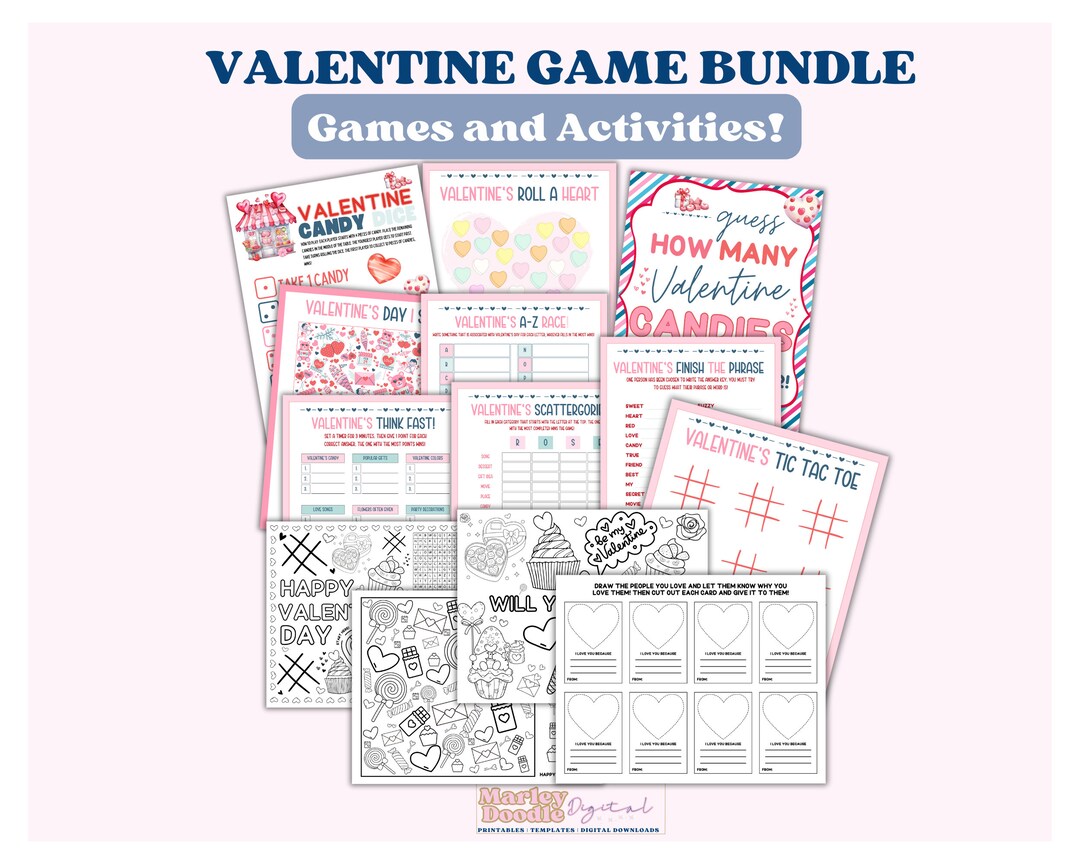 Printable Valentine's Day Games & Activities Bundle (digital Download ...
