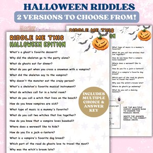 Halloween Riddles Printable for Kids, Riddle Me This - Etsy