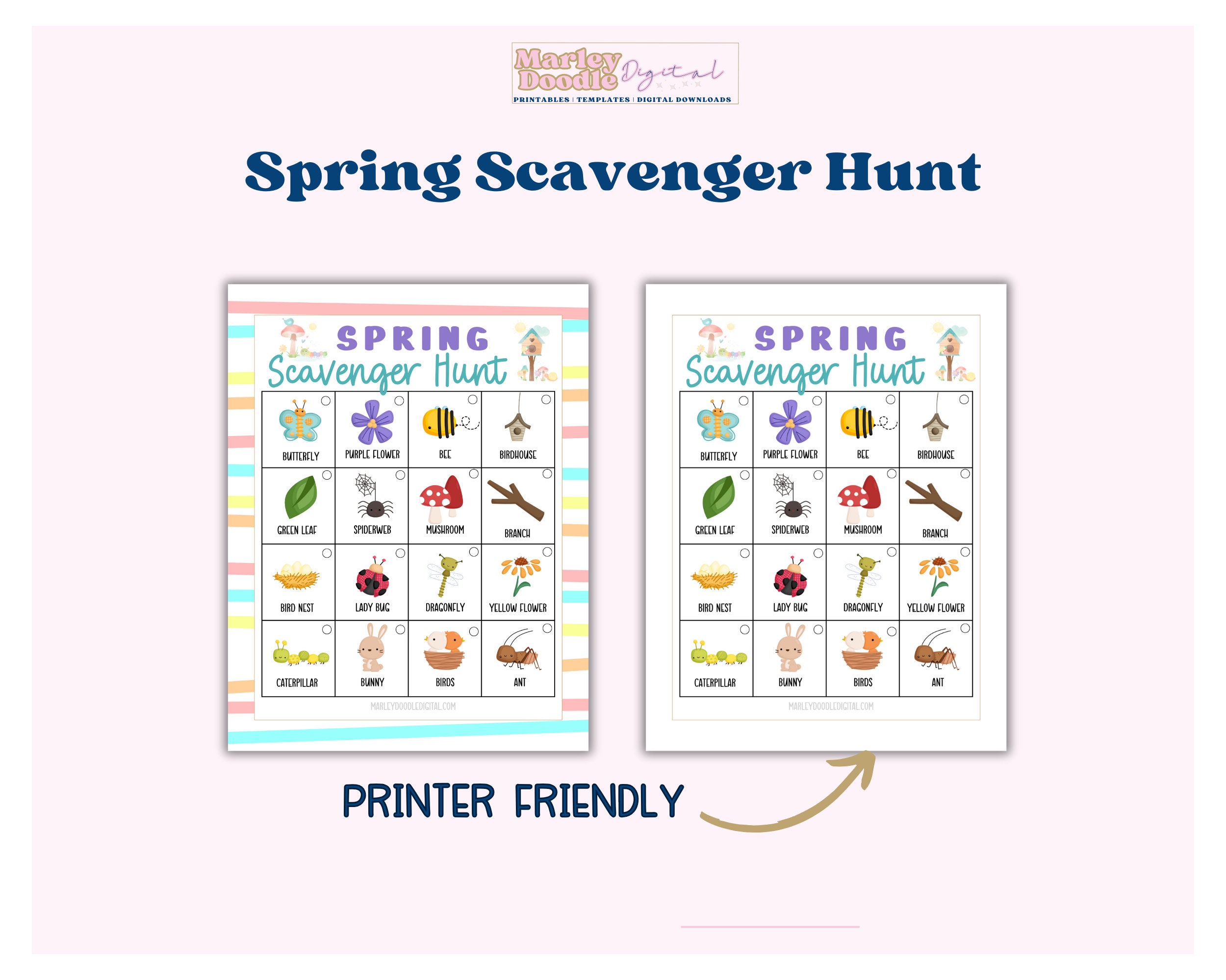 Printable Spring Scavenger Hunt, Kids Outdoor Games, Nature Scavenger ...