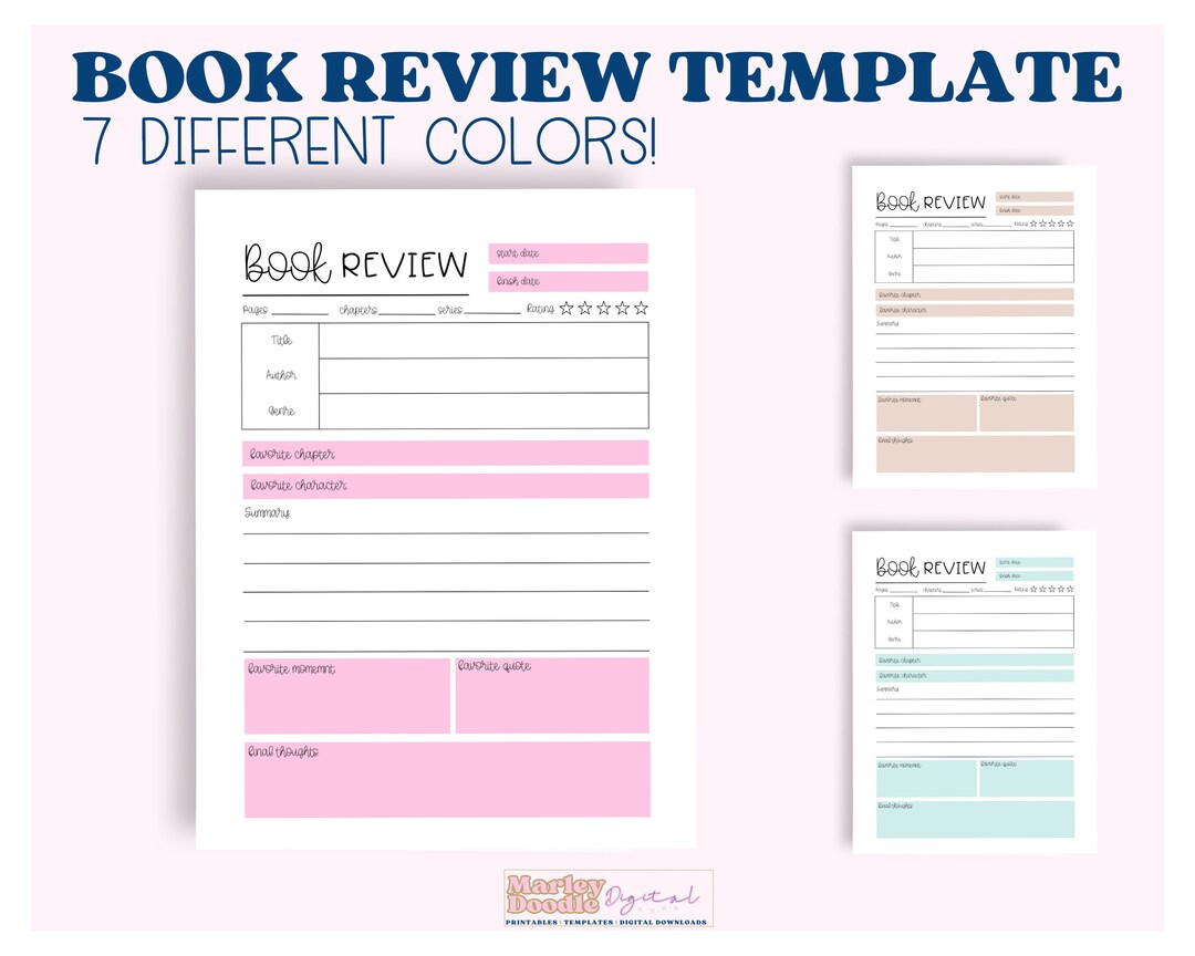 Book Review Template for Kids, Summer Reading Journals, Adults, and ...
