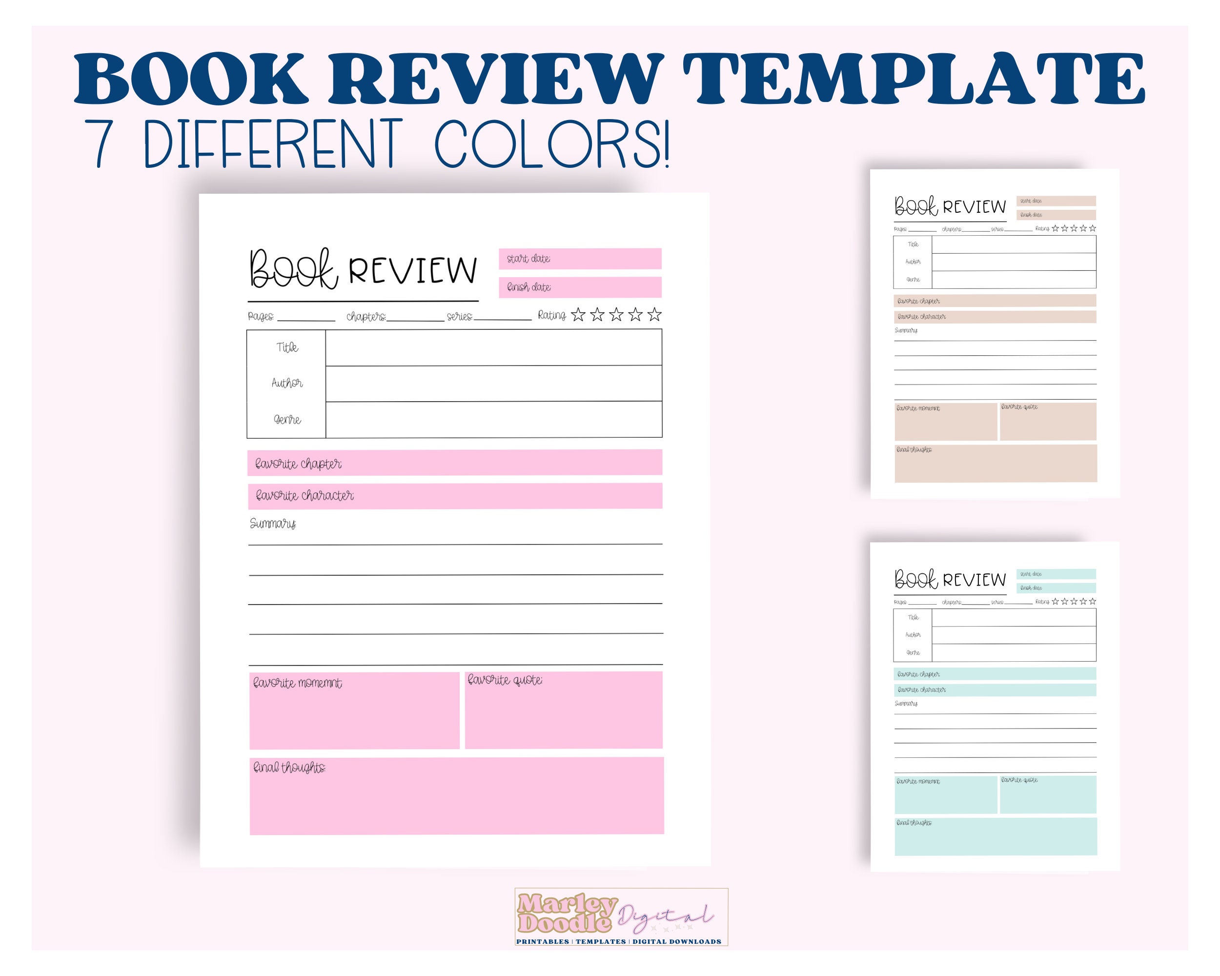 Book Review Template for Kids, Summer Reading Journals, Adults, and ...