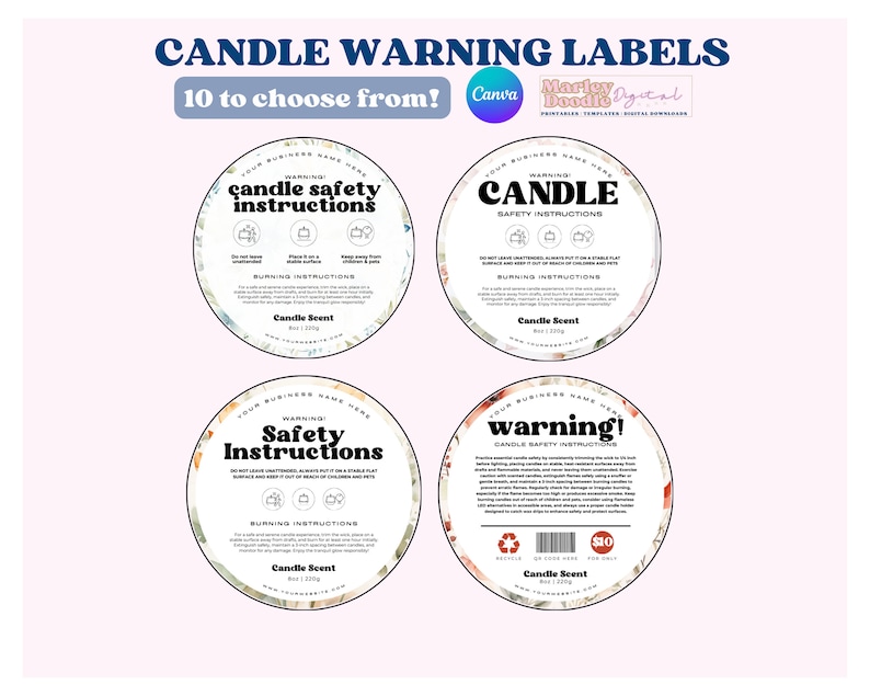 Editable Candle Business Warning Label Template: Safety Stickers ...