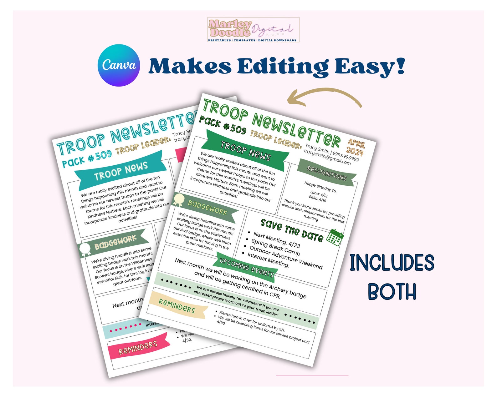 Editable Cub Scout Newsletter Template: Pack & Troop Leader (canva) - Etsy