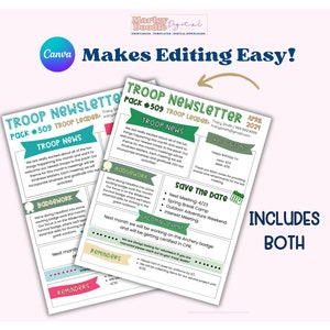 Editable Cub Scout Newsletter Template: Pack & Troop Leader (canva) - Etsy