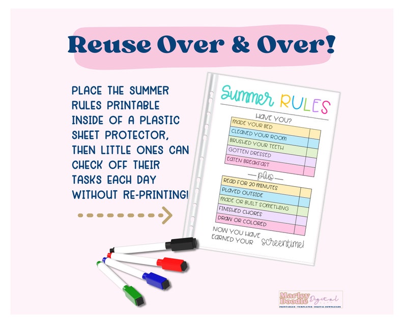 Editable Summer Rules for Limiting Screen Time, Summer Chore Chart ...