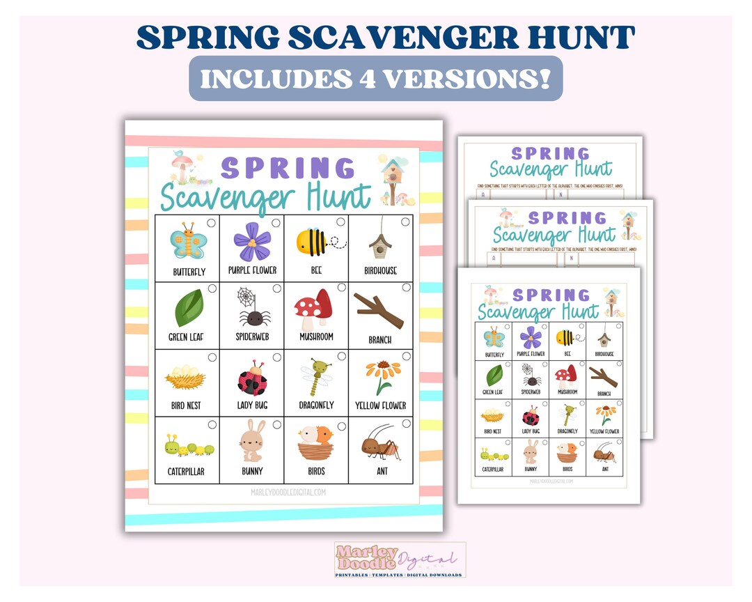 Printable Spring Scavenger Hunt, Kids Outdoor Games, Nature Scavenger ...