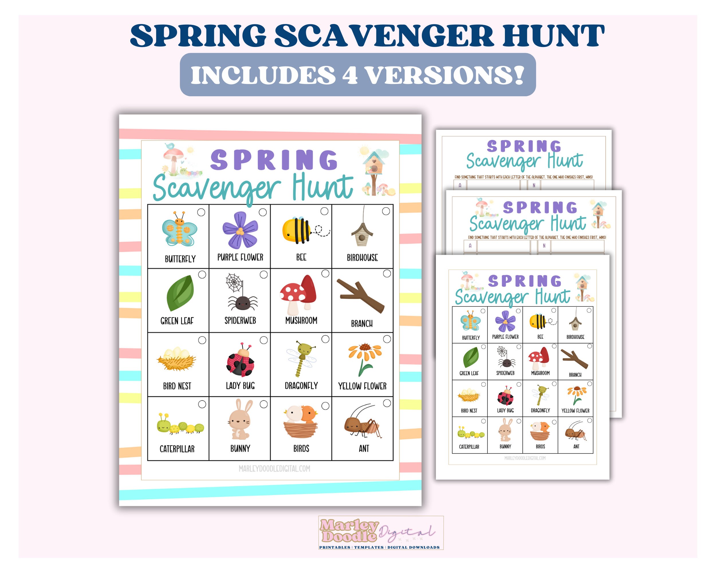 Printable Spring Scavenger Hunt, Kids Outdoor Games, Nature Scavenger ...
