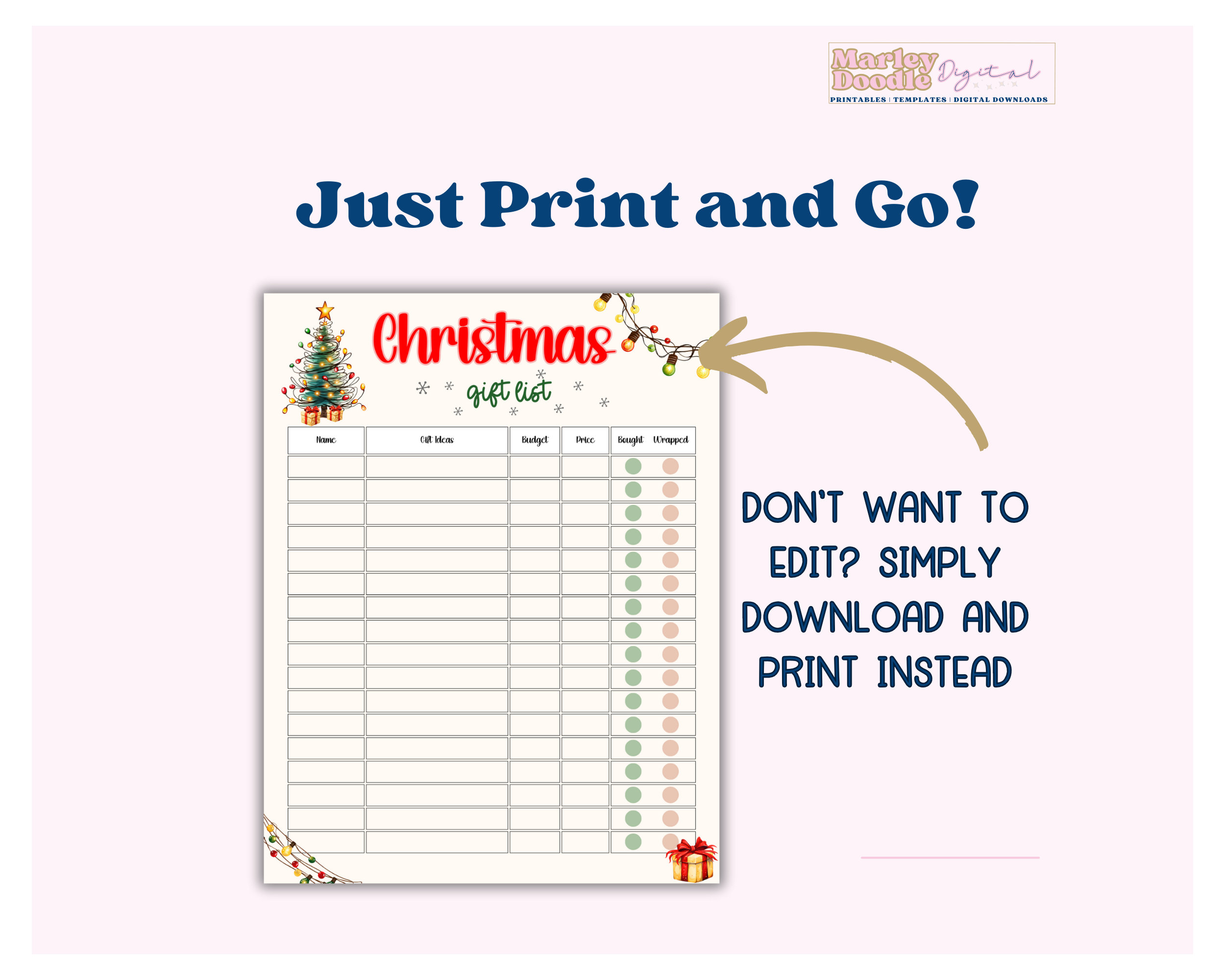 Editable and Fillable Christmas Gift List Tracker, Christmas Budget ...