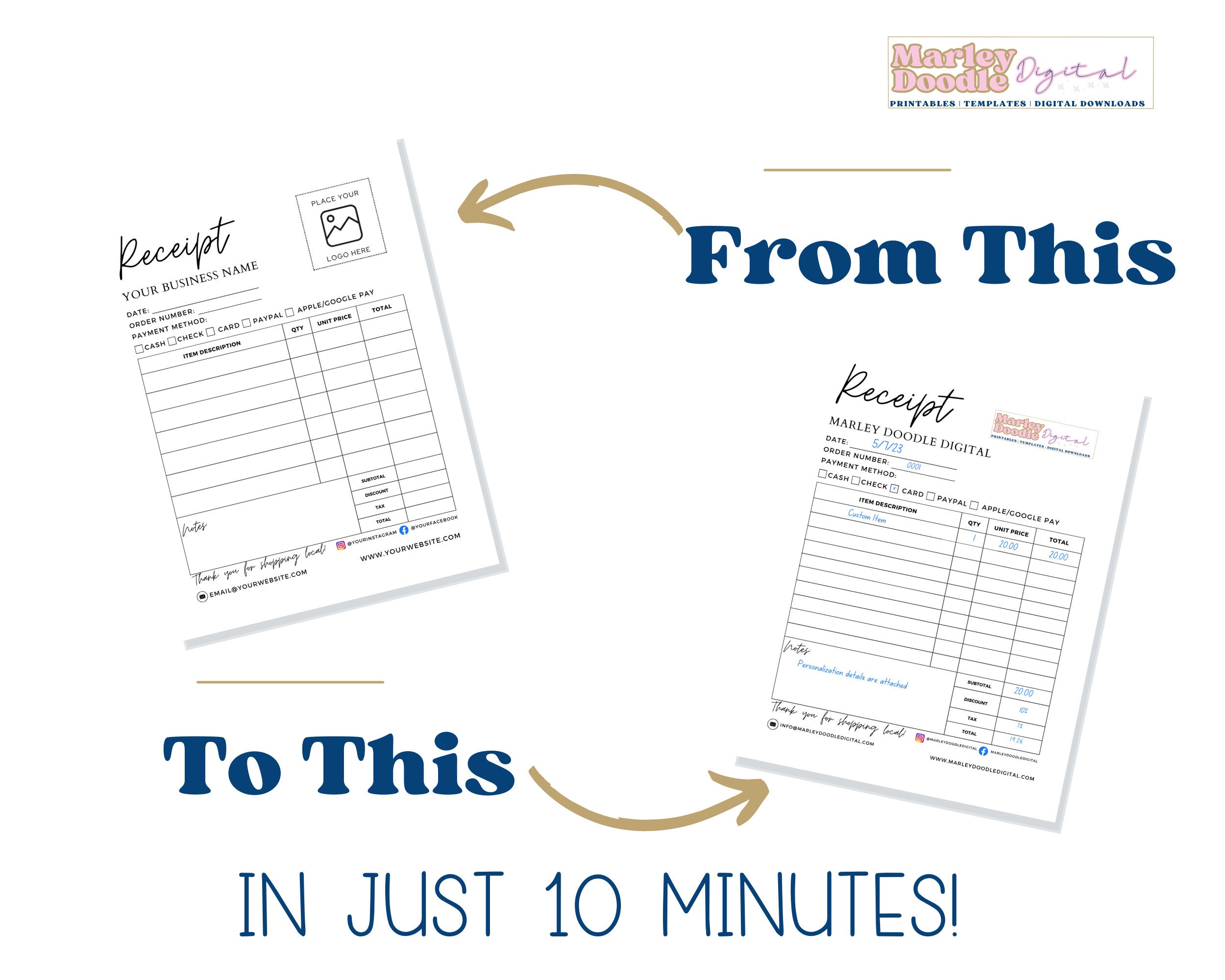 Canva Business Receipts Template - Etsy