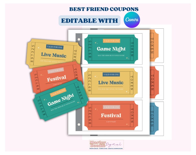 Best Friends Gift, Coupon Book, Printable Coupons, Birthday Gift Ideas ...