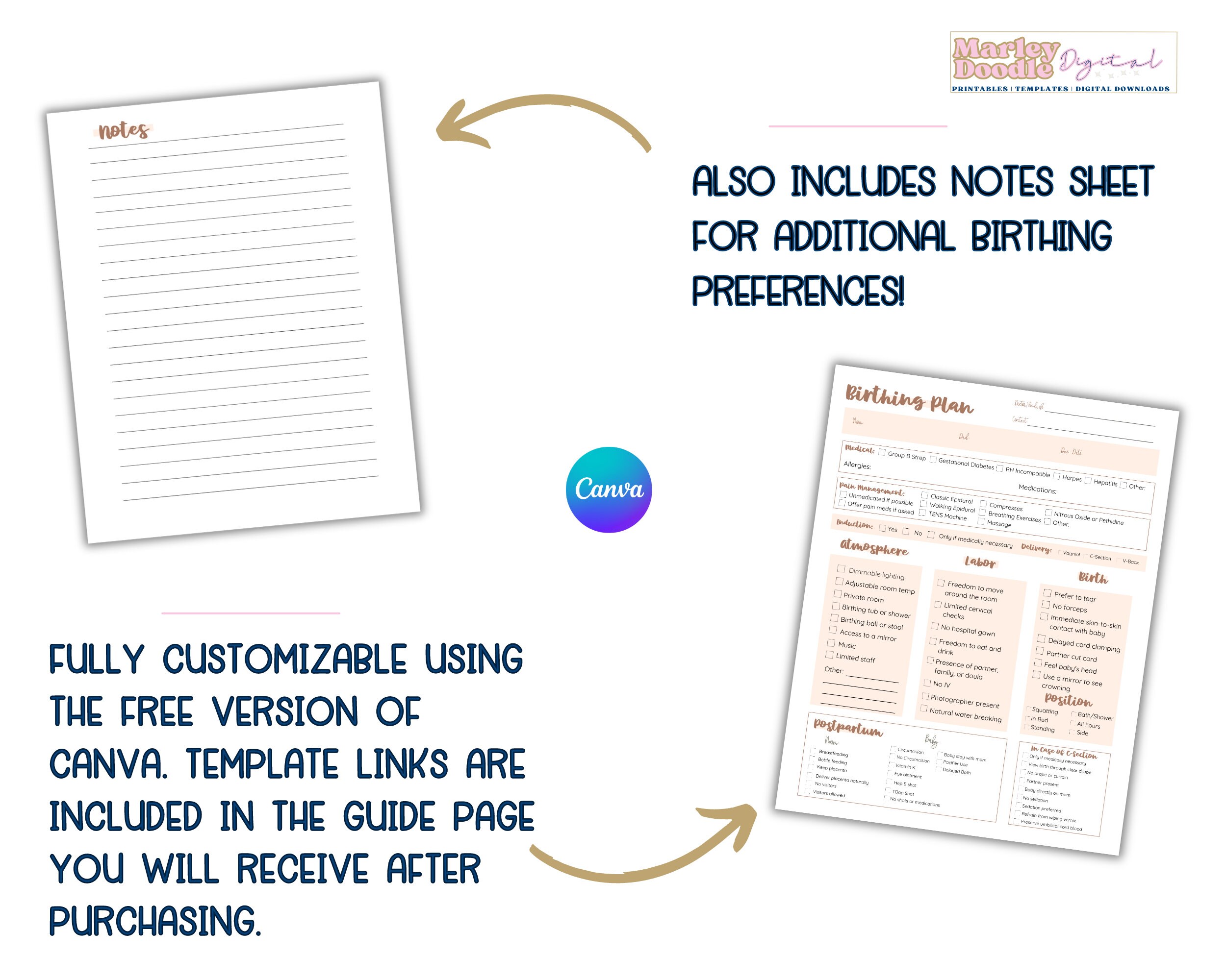 Editable Birth Plan Template, Fillable Birth Plan Bundle - Etsy