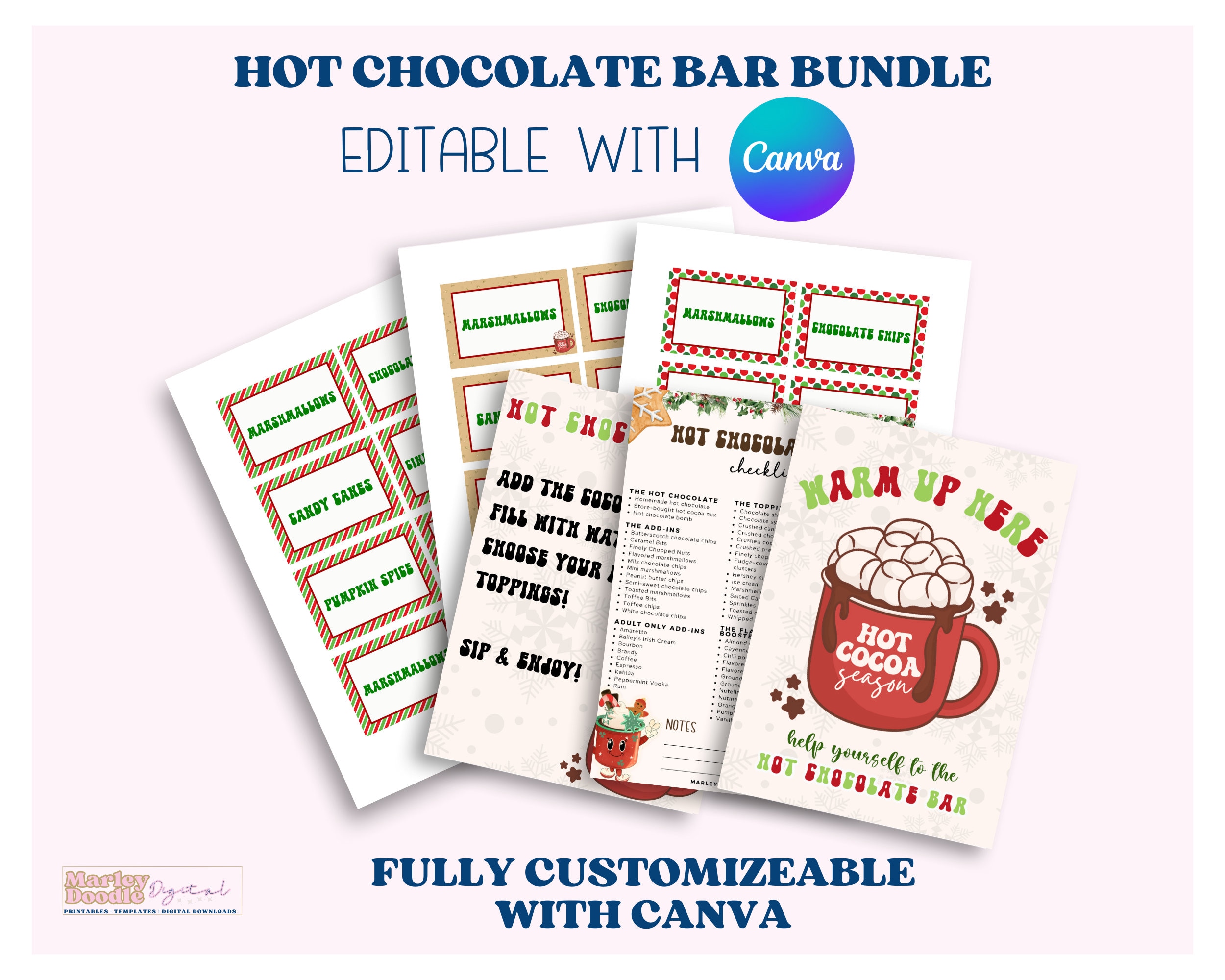Editable Hot Chocolate Bar Sign, Checklist, and Hot Chocolate Bar ...