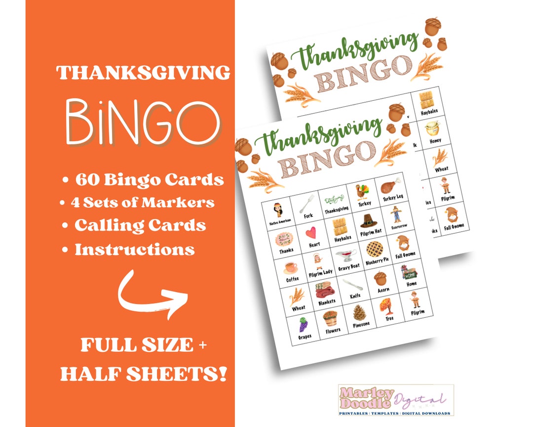 Thanksgiving Bingo, Friendsgiving Bingo, Fall Bingo Printable With 60 ...
