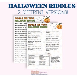 Halloween Riddles Printable for Kids, Riddle Me This - Etsy