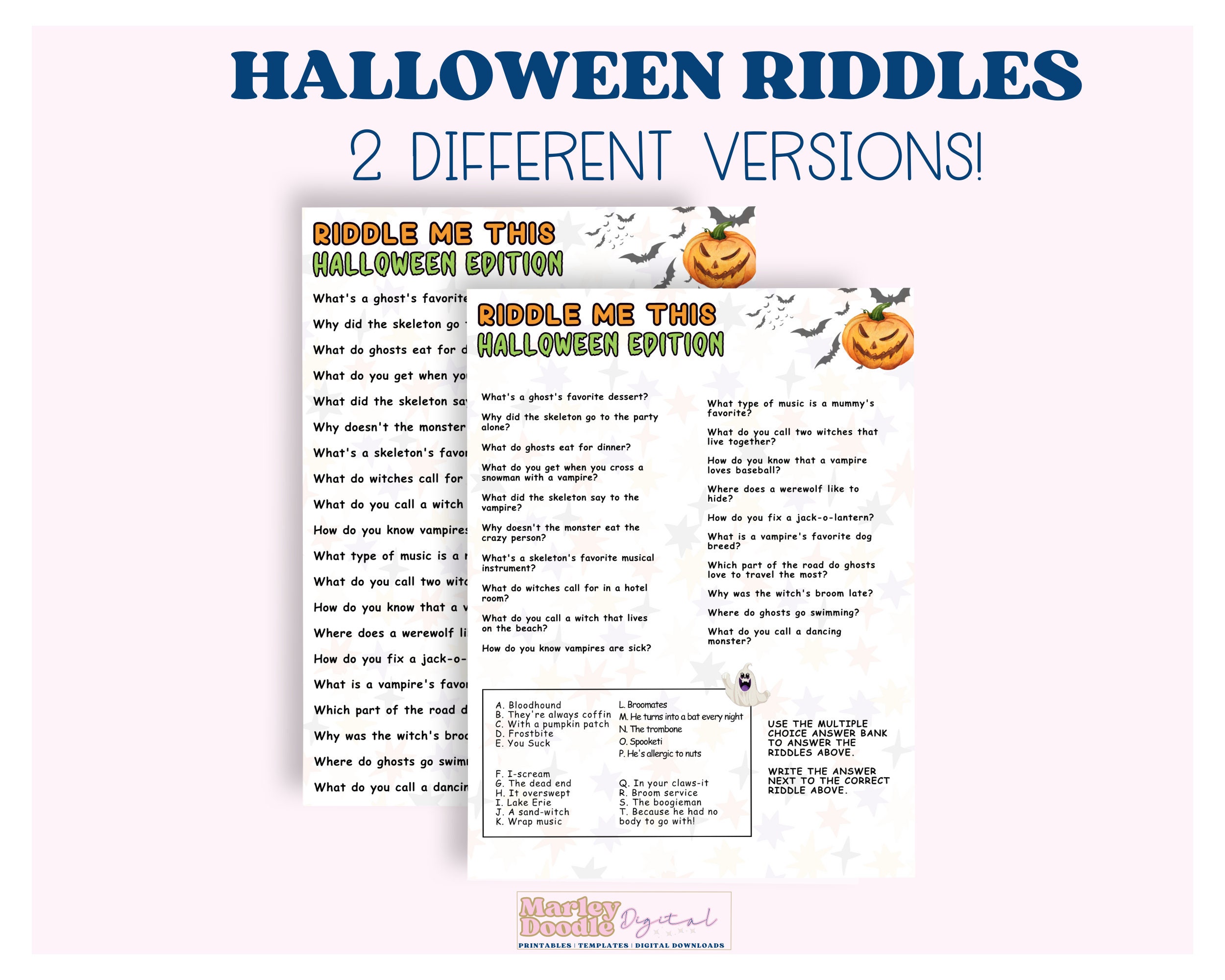 Halloween Riddles Printable for Kids Riddle Me This - Etsy