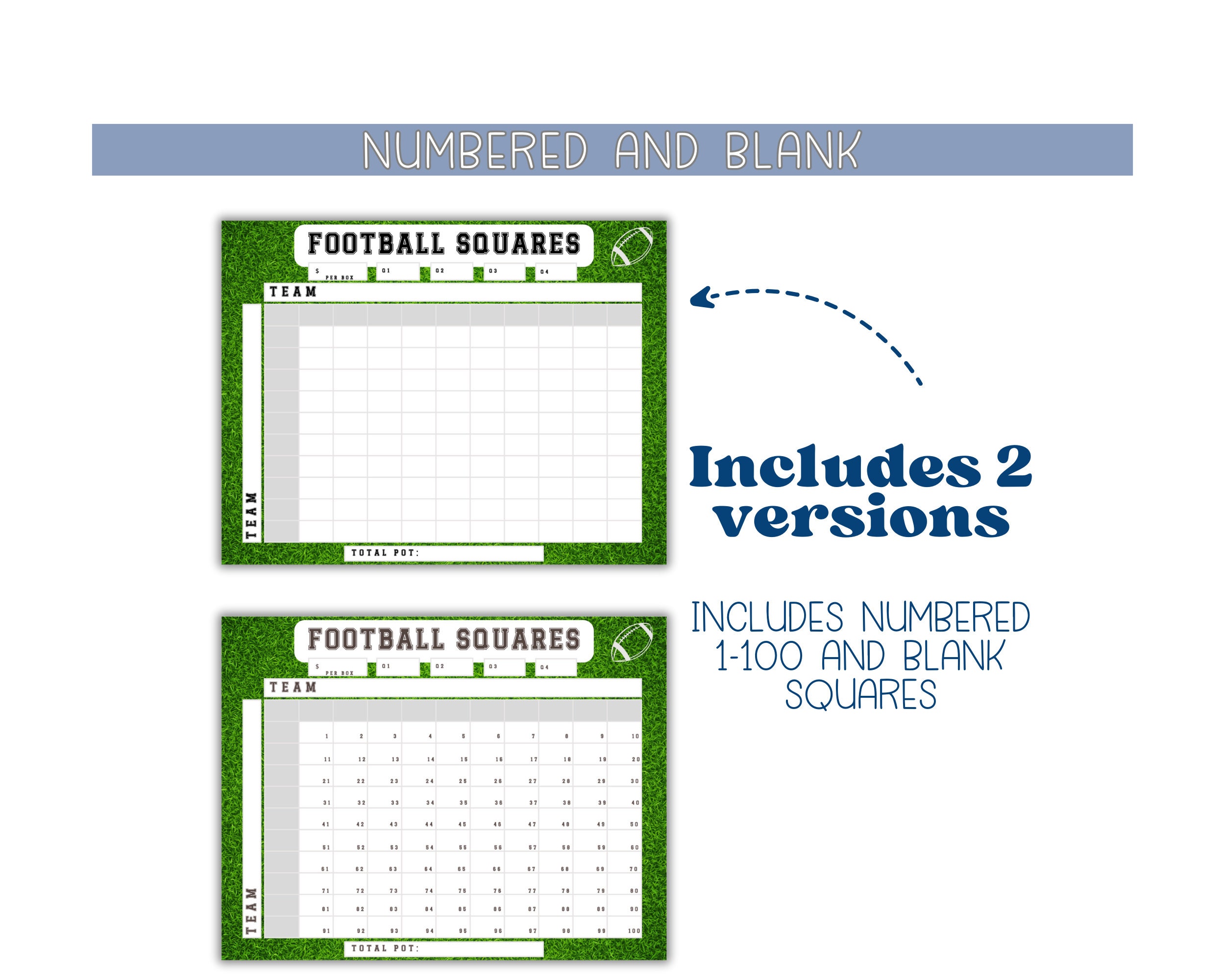 Football Squares, Editable Football Squares, 100 Grid Football Betting ...