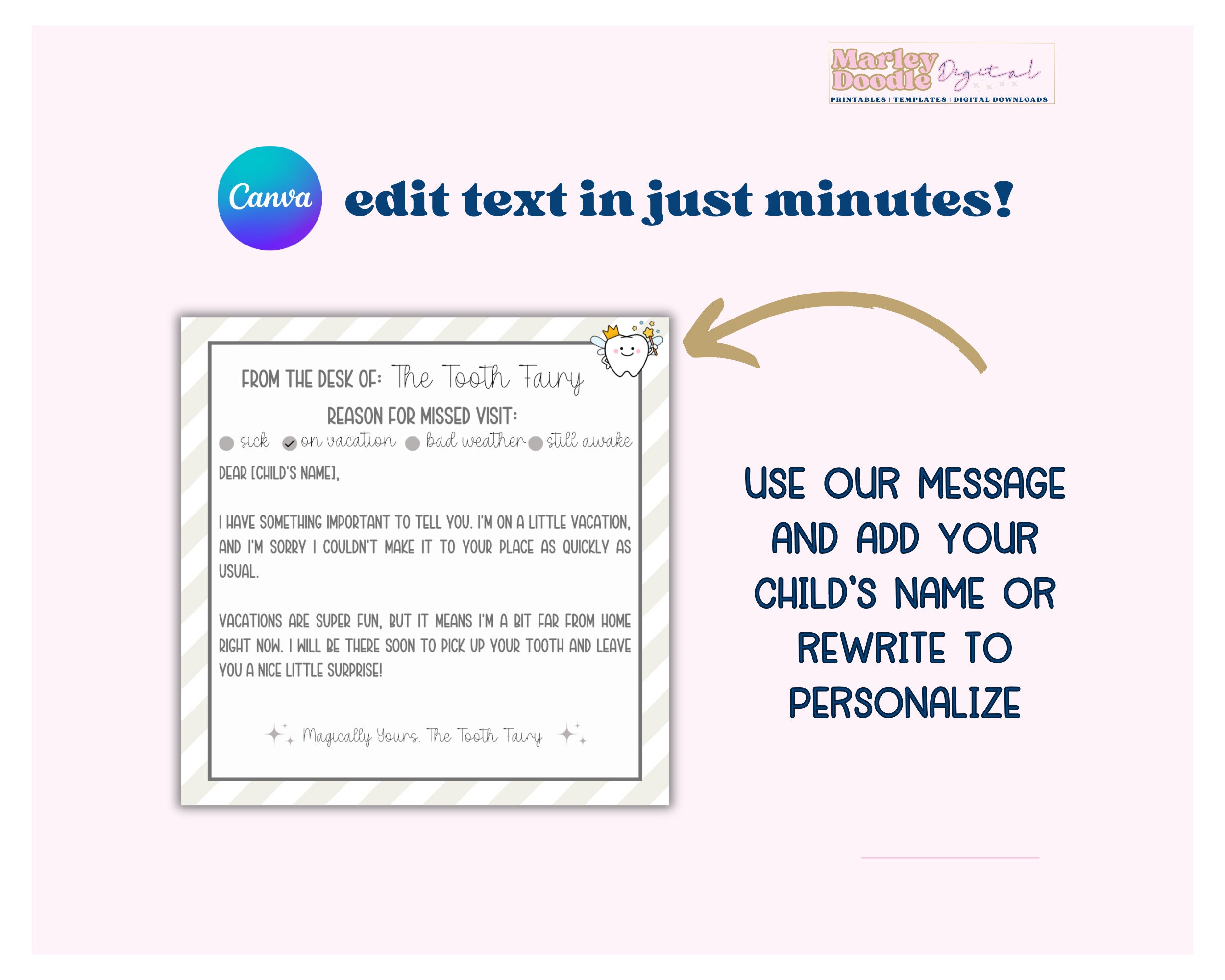 Editable Tooth Fairy Apology Letter for Girls and Boys, Tooth Fairy No ...