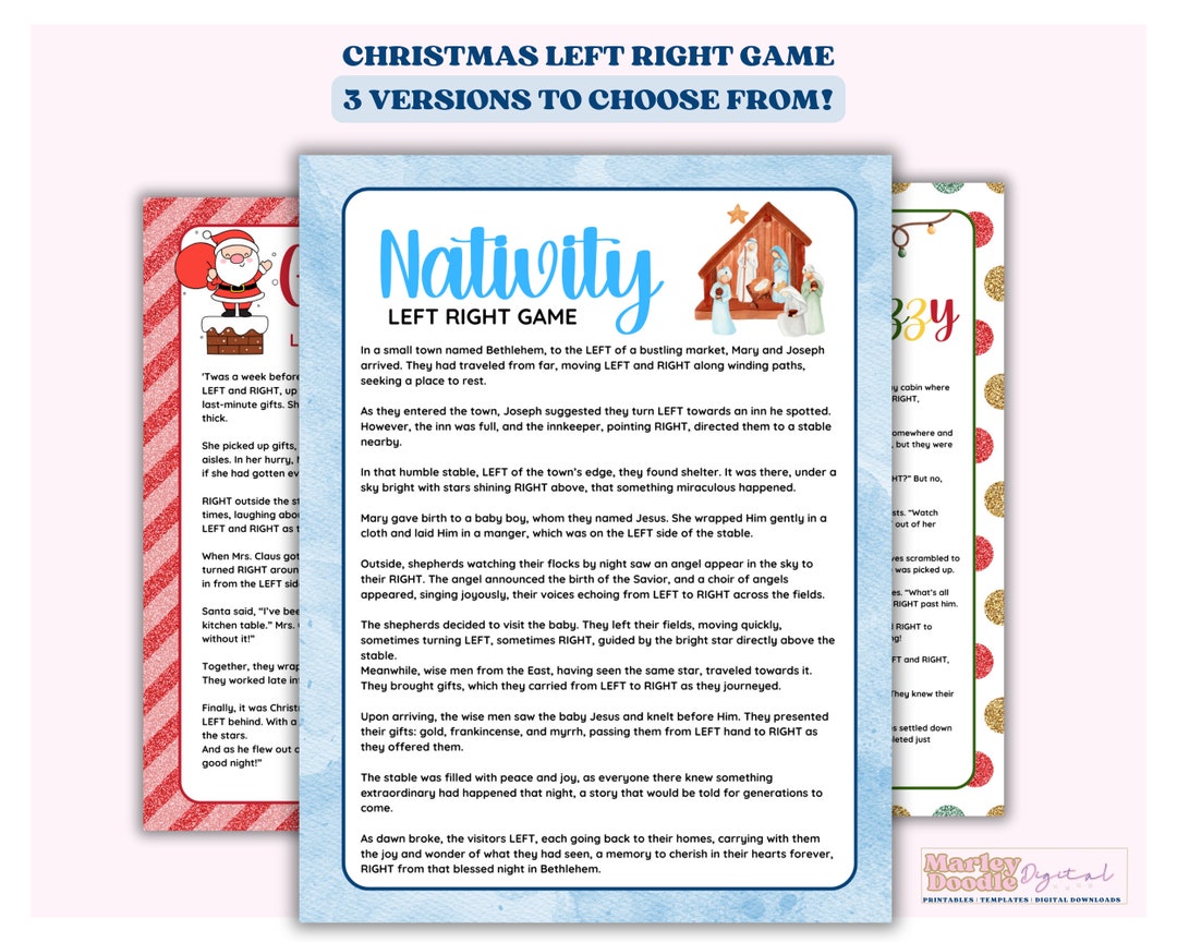 Nativity Left Right Christmas Gift Exchange Game, Nativity Game, Right ...