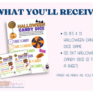 Halloween Candy Dice Game Printable - Etsy