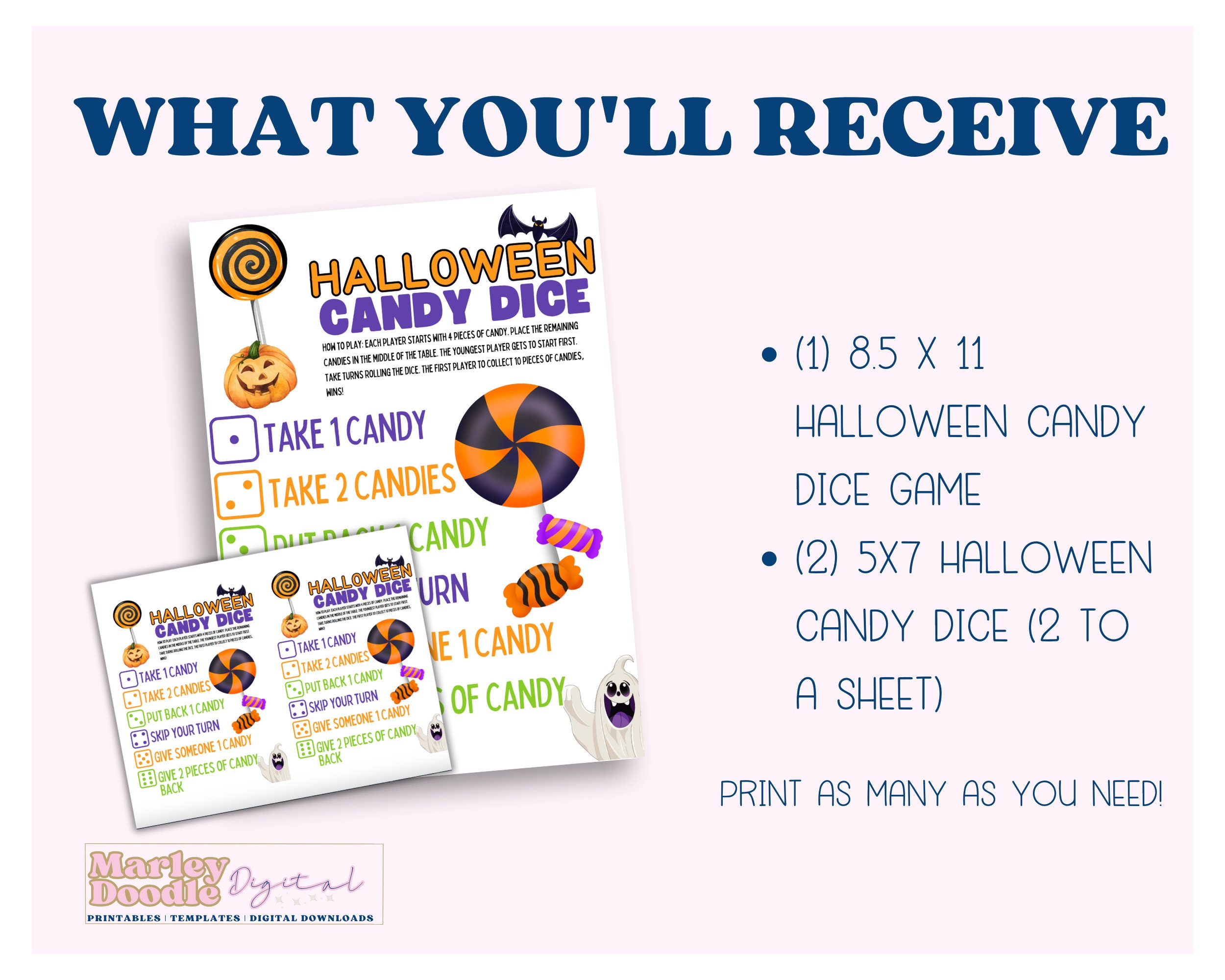 Halloween Candy Dice Game Printable - Etsy