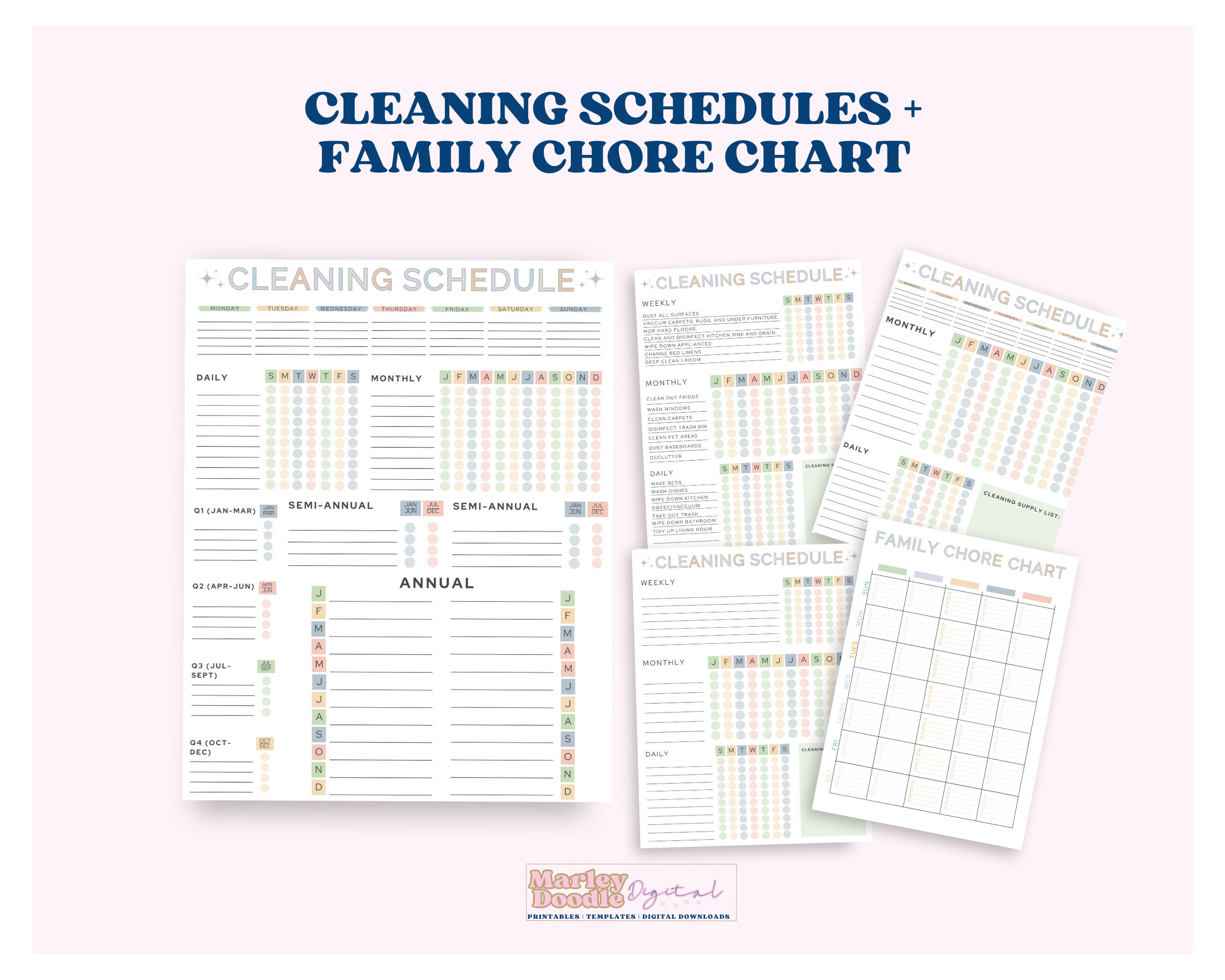 Printable Cleaning Checklist Bundle: Chore Charts & Schedules (PDF) - Etsy