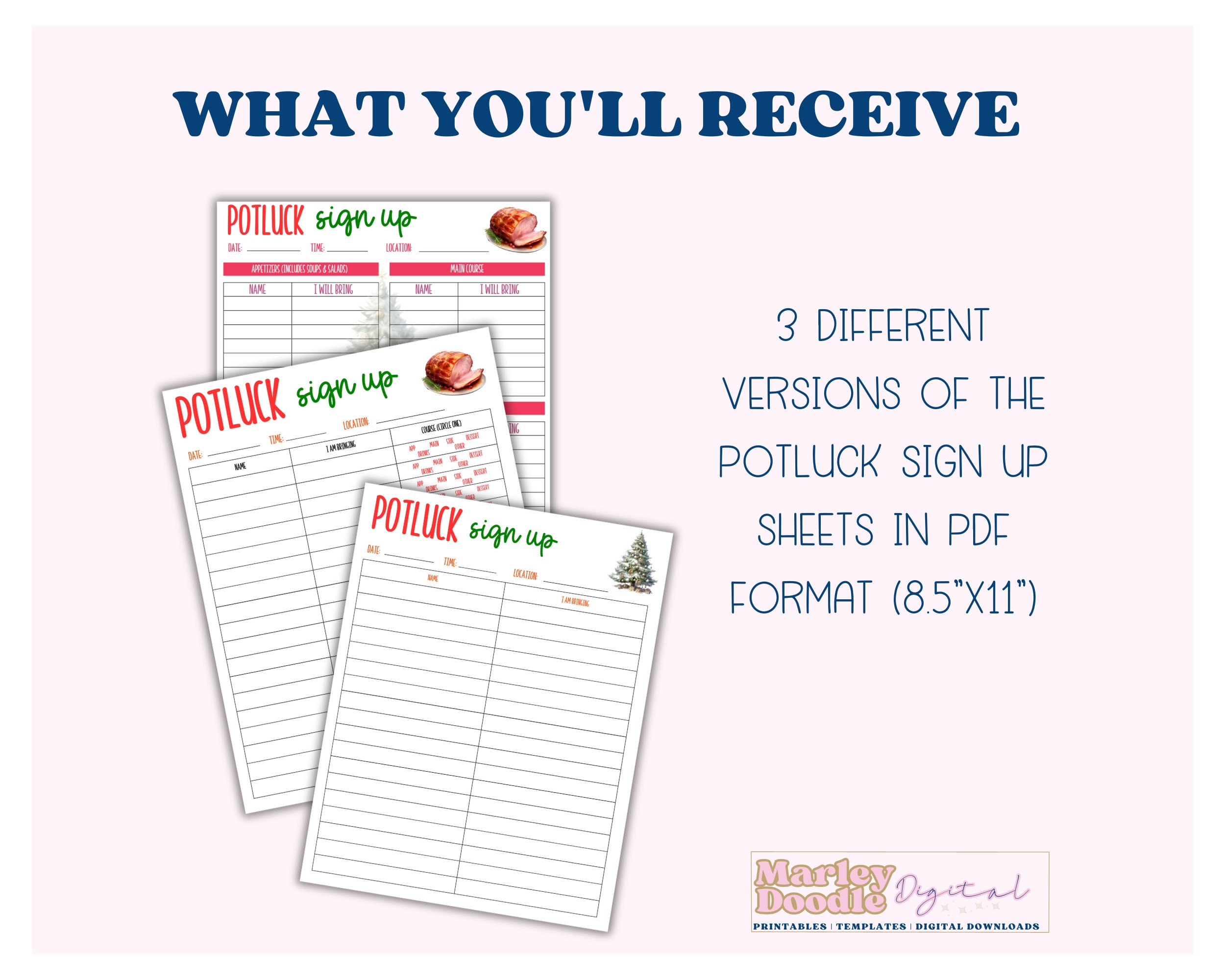 Christmas Potluck Sign up Sheet, Holiday Potluck, Printable Food Sign ...