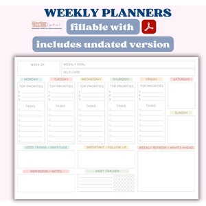 Weekly Hourly Planner Printable: Undated Schedule, To-do List (digital ...