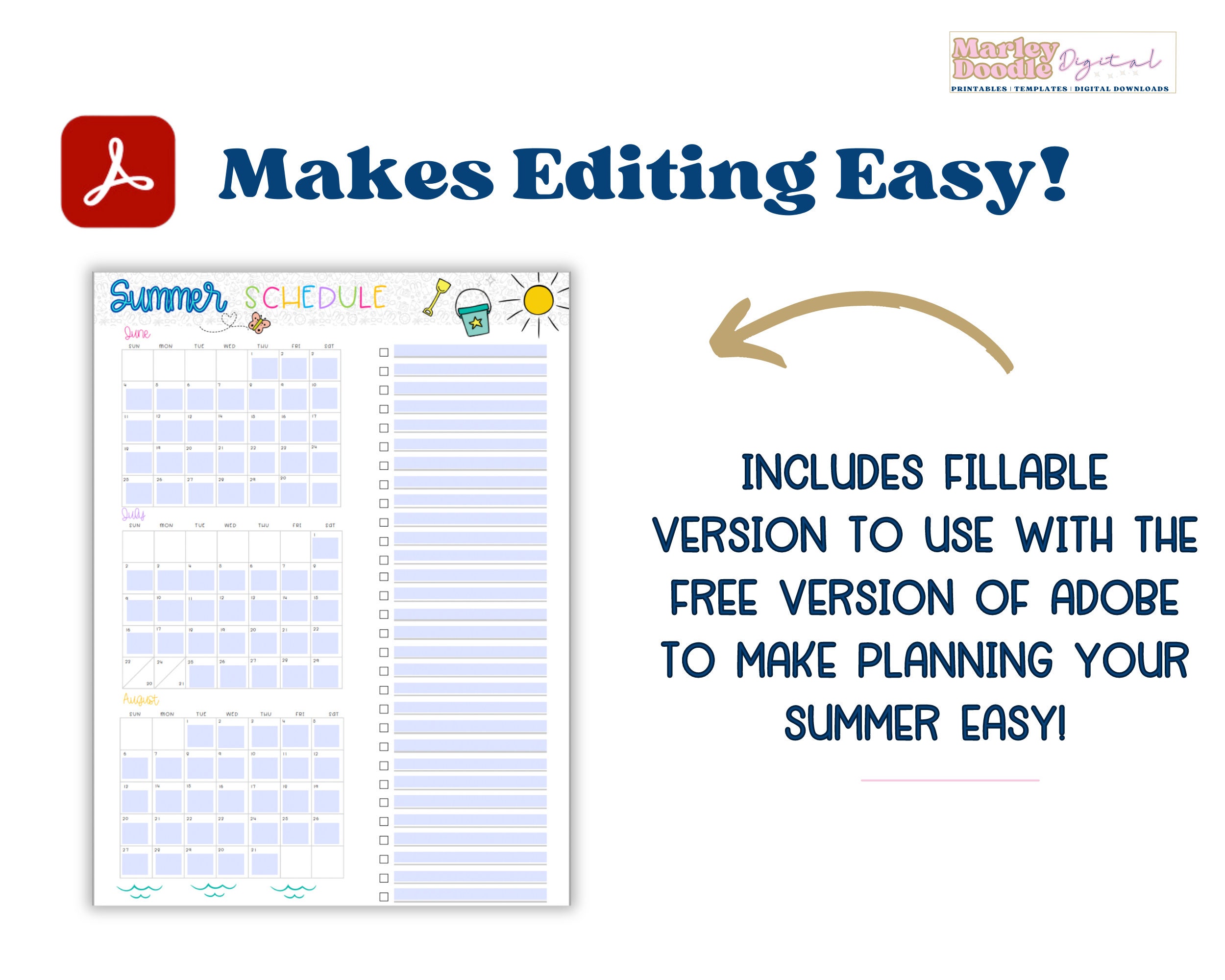 Editable Summer Schedule Calendar for Kids With Summer Activities - Etsy