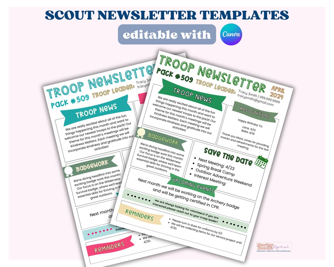 Editable Monthly Newsletter Templates for Scout Leaders and Troop ...