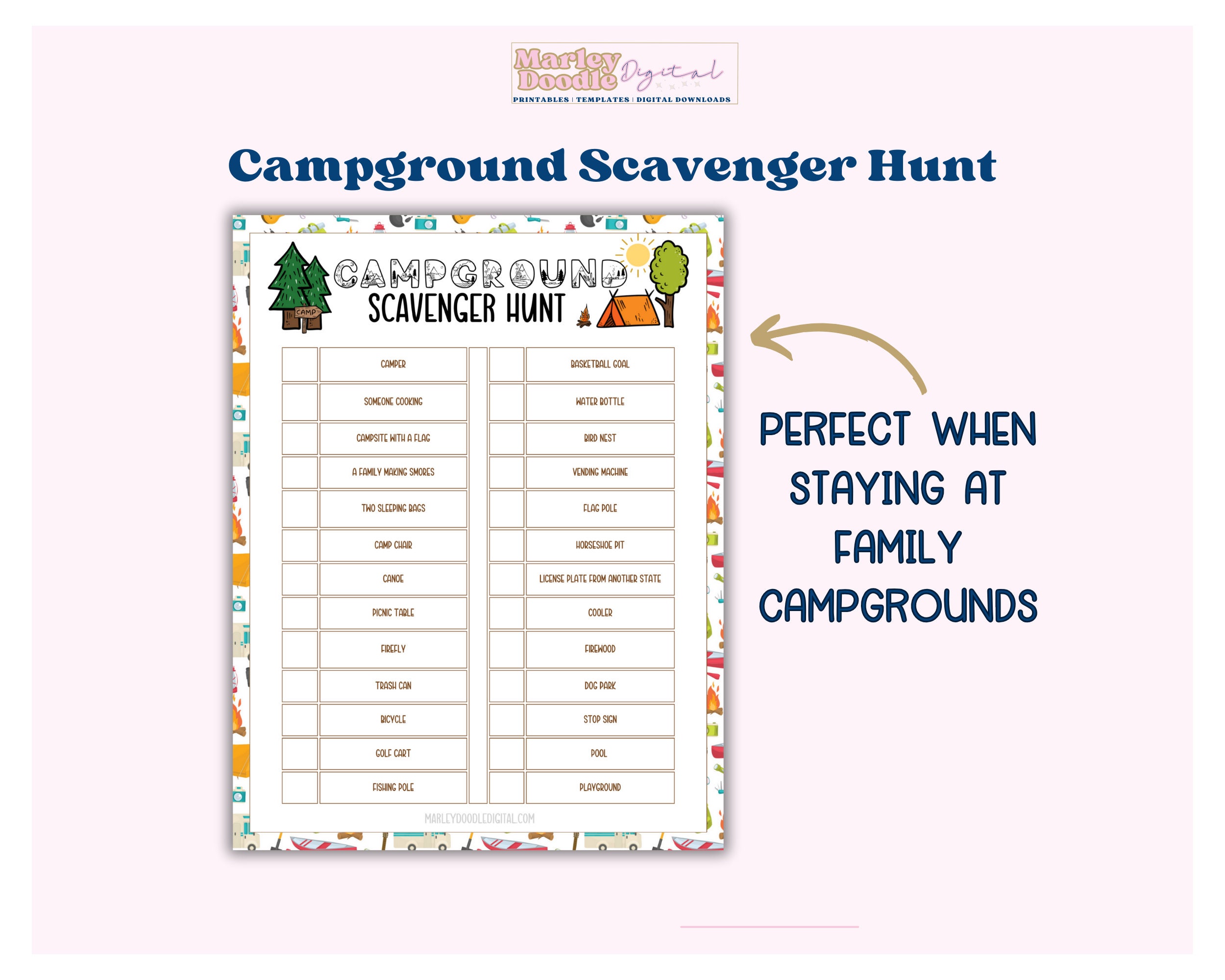 Printable Camping Scavenger Hunts for Kids, Campground Scavenger Hunt ...