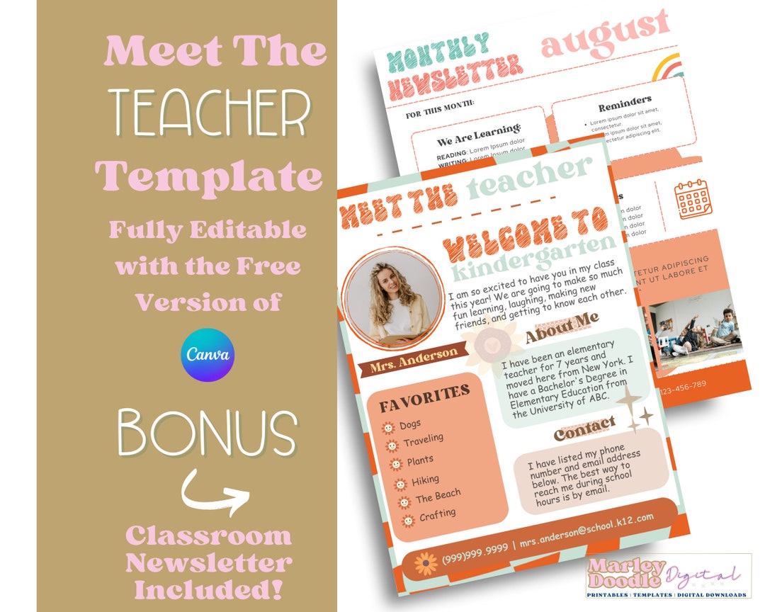 Meet the Teacher Template, Retro, Groovy, Back to School Flyer, Teacher ...