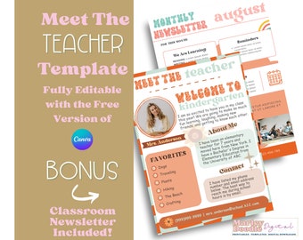 Meet the Teacher Retro Groovy Green Theme Teacher Template Flyer ...