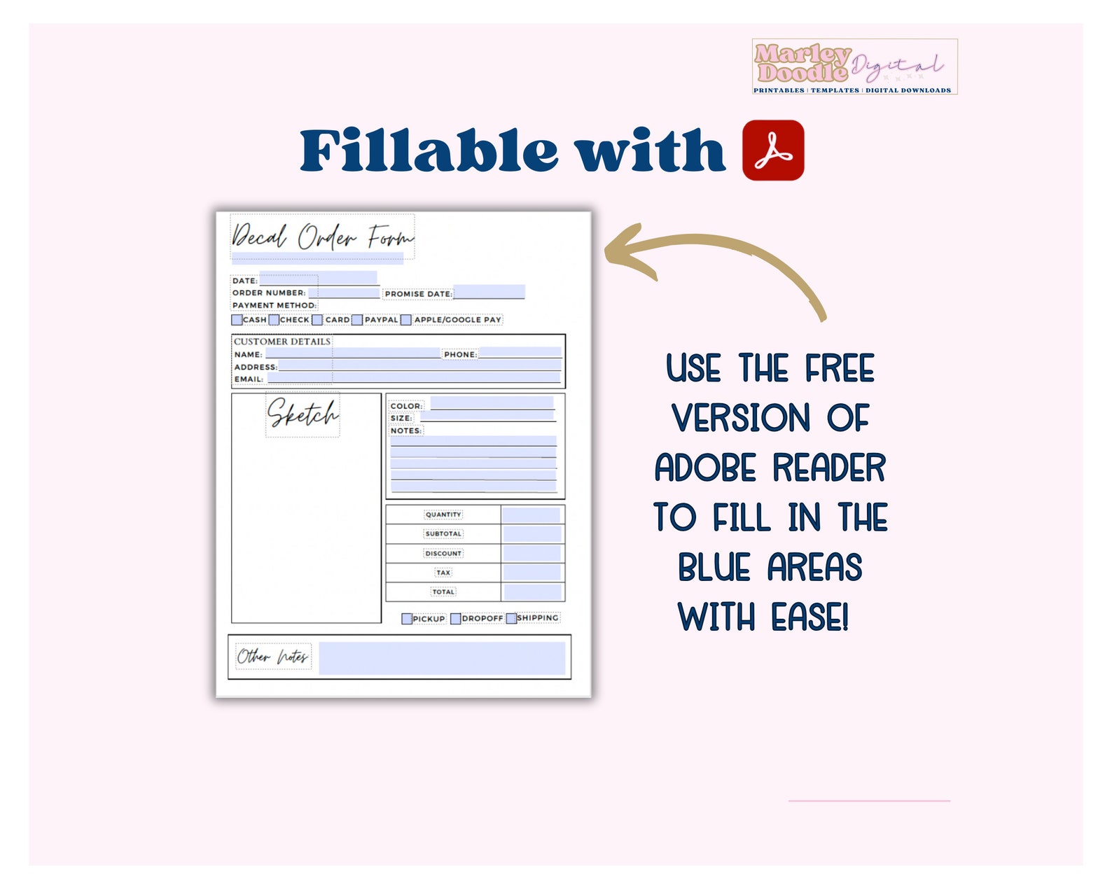 Editable Decal Order Form Template, Printable Decal Order Forms ...