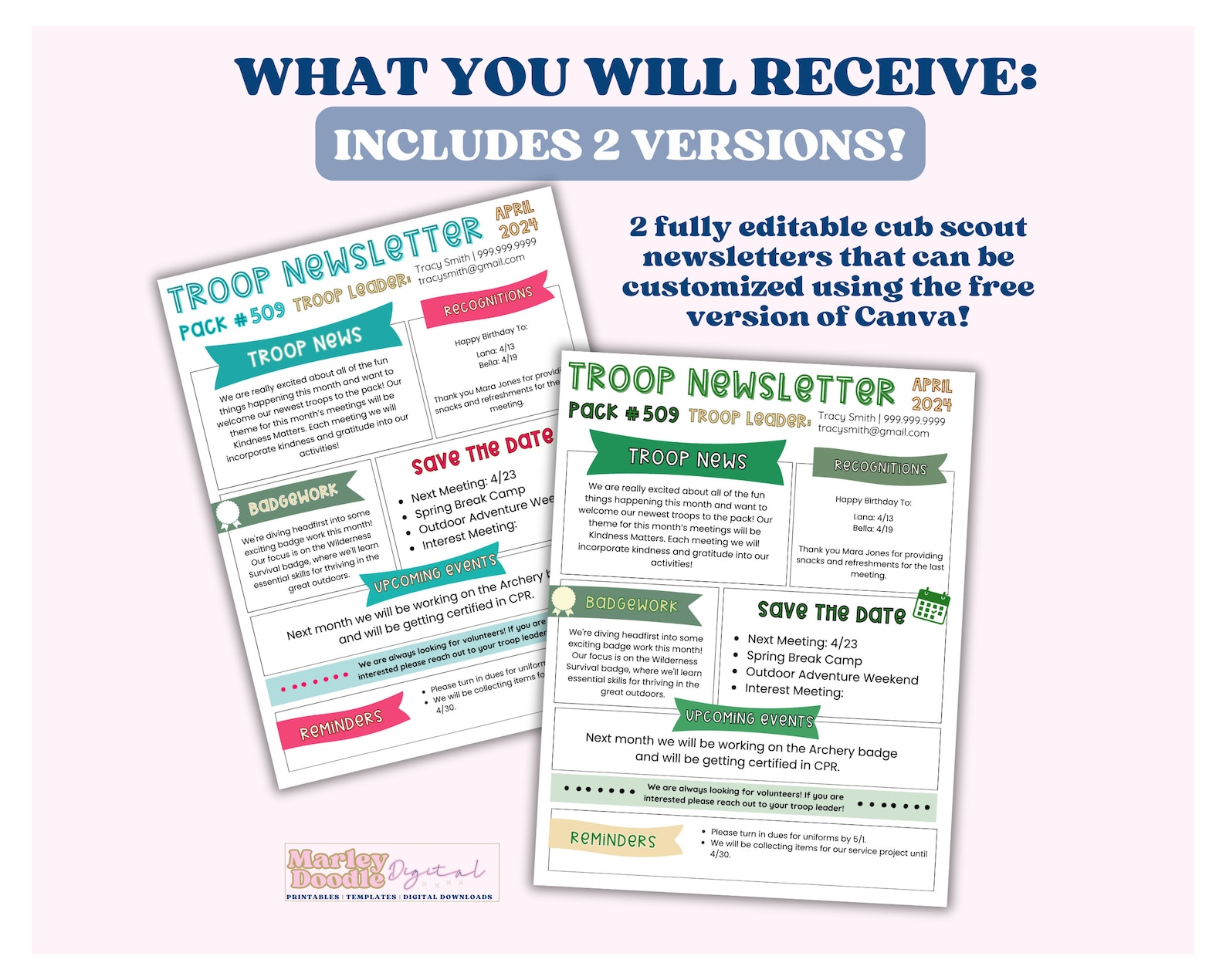 Editable Cub Scout Newsletter Template: Pack & Troop Leader (canva) - Etsy