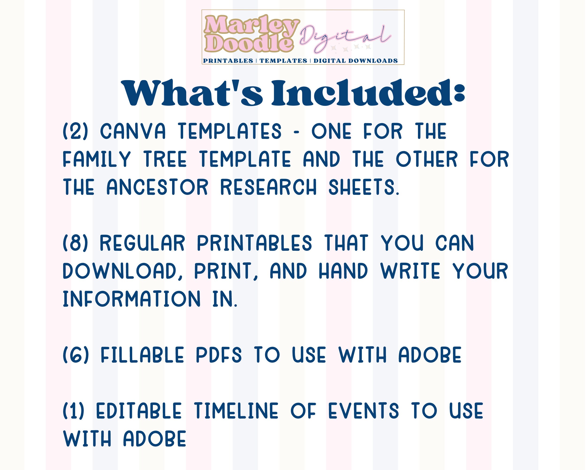 Family Tree Template Download, Editable With Canva, Includes Fillable ...