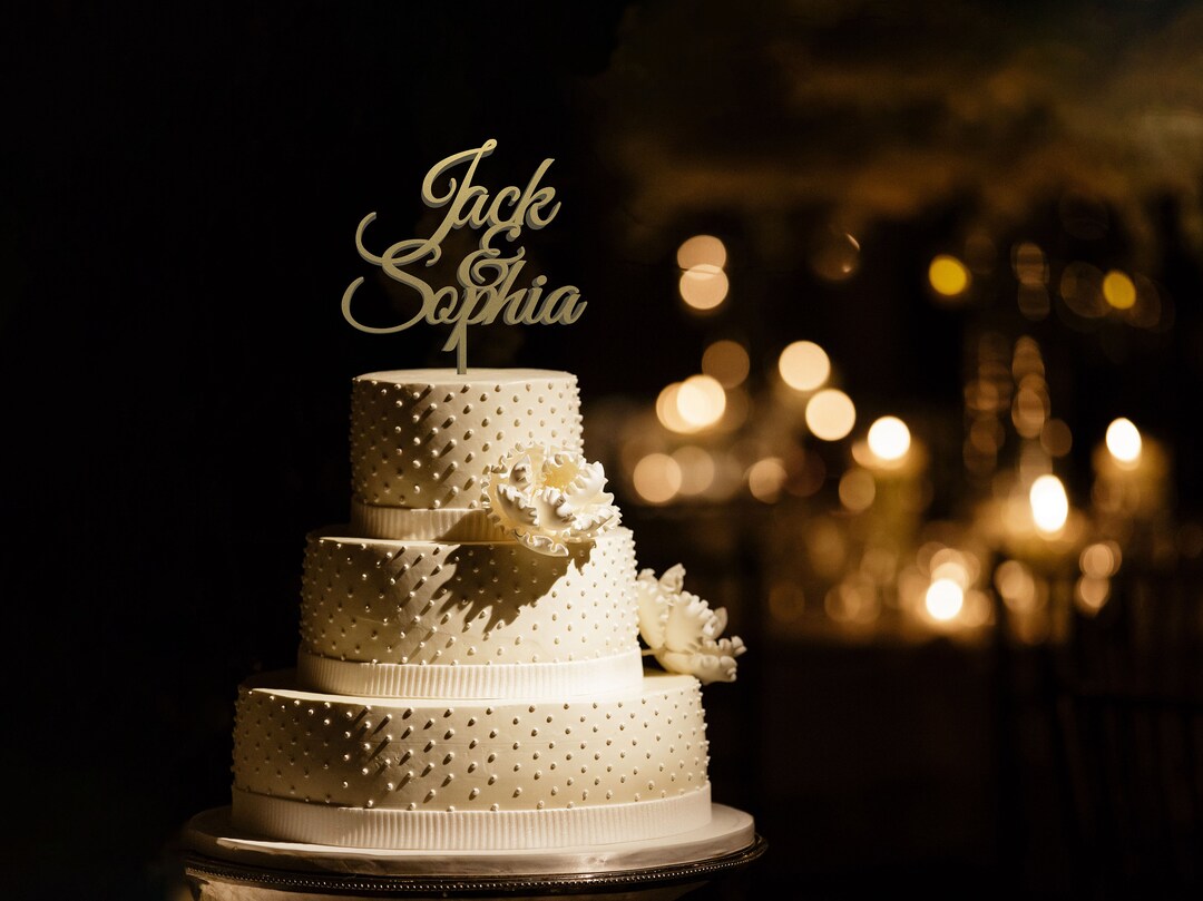 Gold Cake Topper for Wedding, Personalized Cake Topper, Rustic Wedding ...