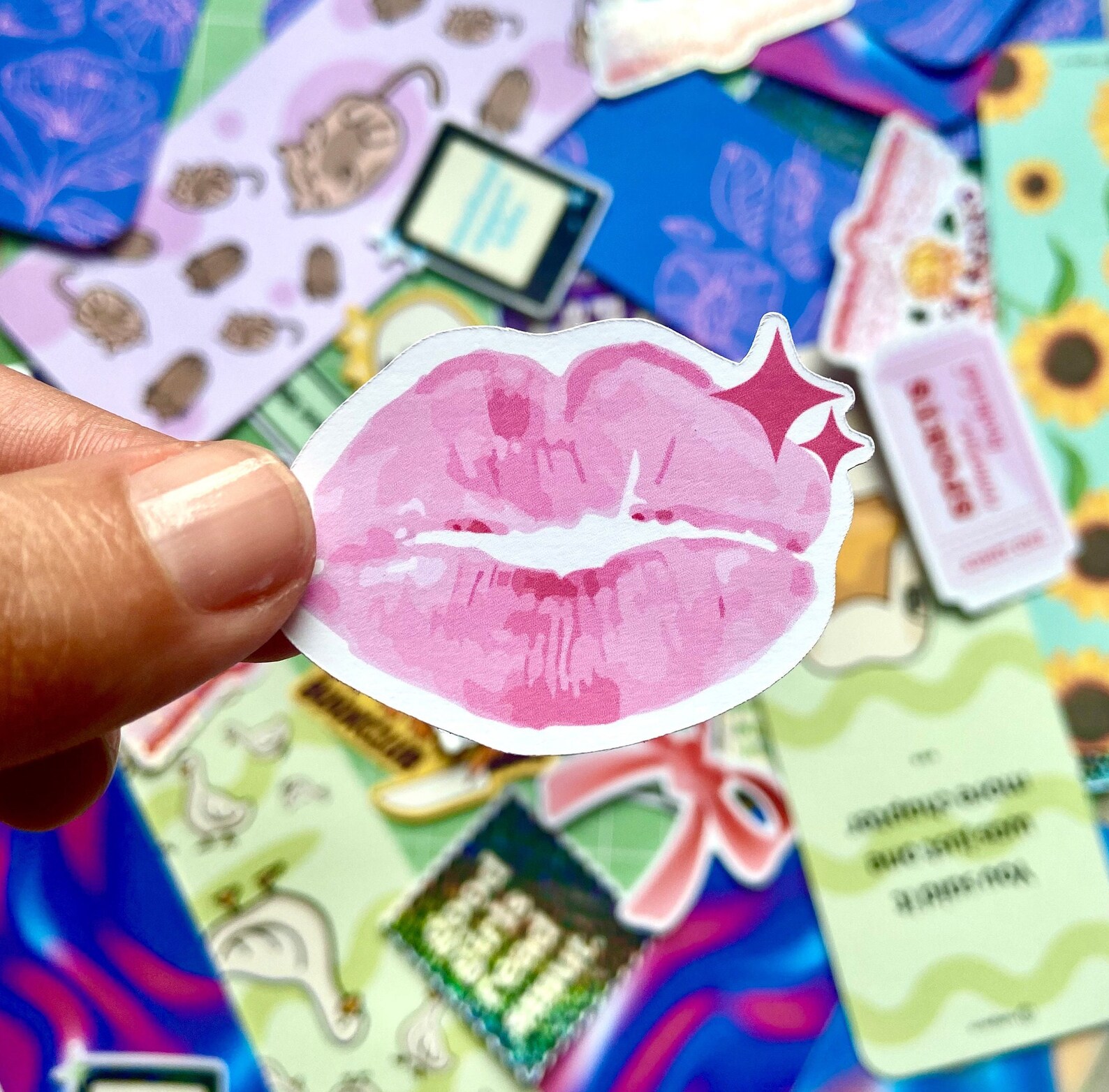 Kiss Sticker Pink Lips Cottage Core Girly Bookish Sticker SMUT Decor ...