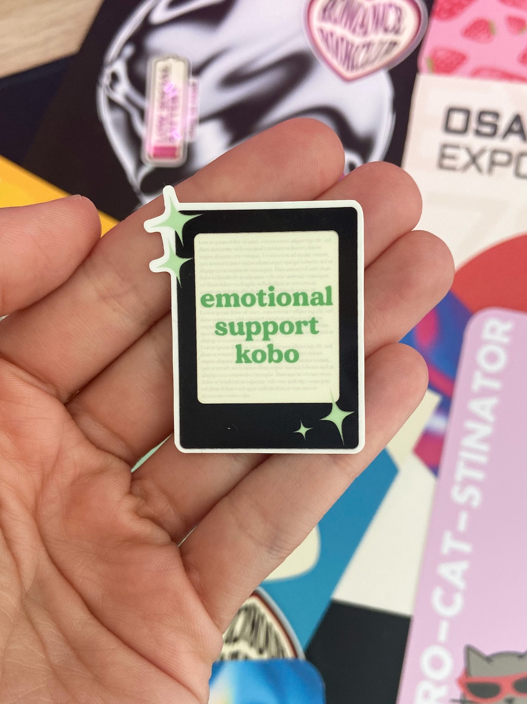 Emotional Support Kobo Stickers Green Bookish Sticker Kindle Kobo Decor ...