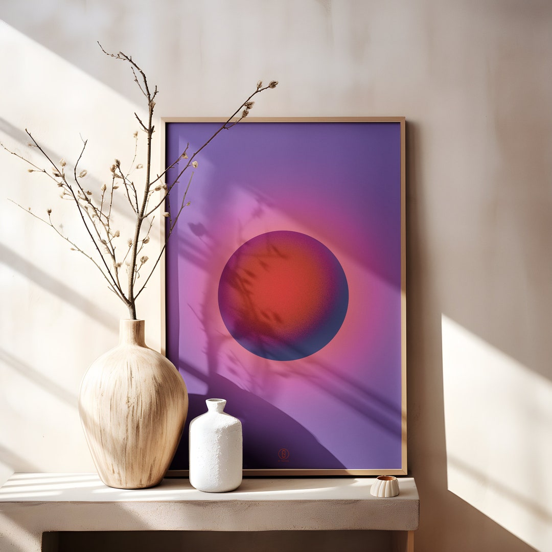 Positive Aura Poster Serenity Sphere Gradient Wall Art Peaceful Bedroom ...