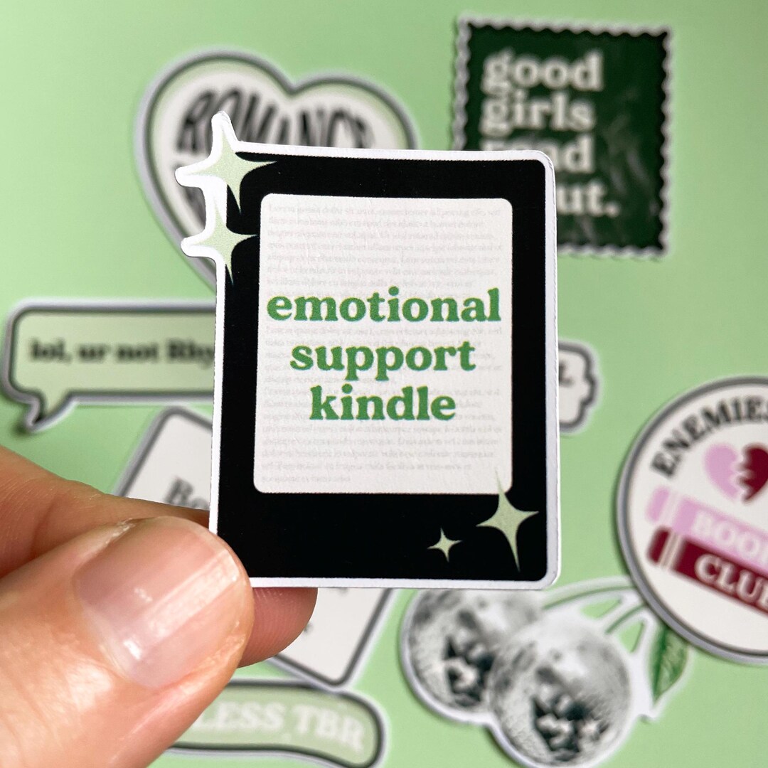 Emotional Support Kindle Stickers Green Bookish Sticker Kindle Kobo ...