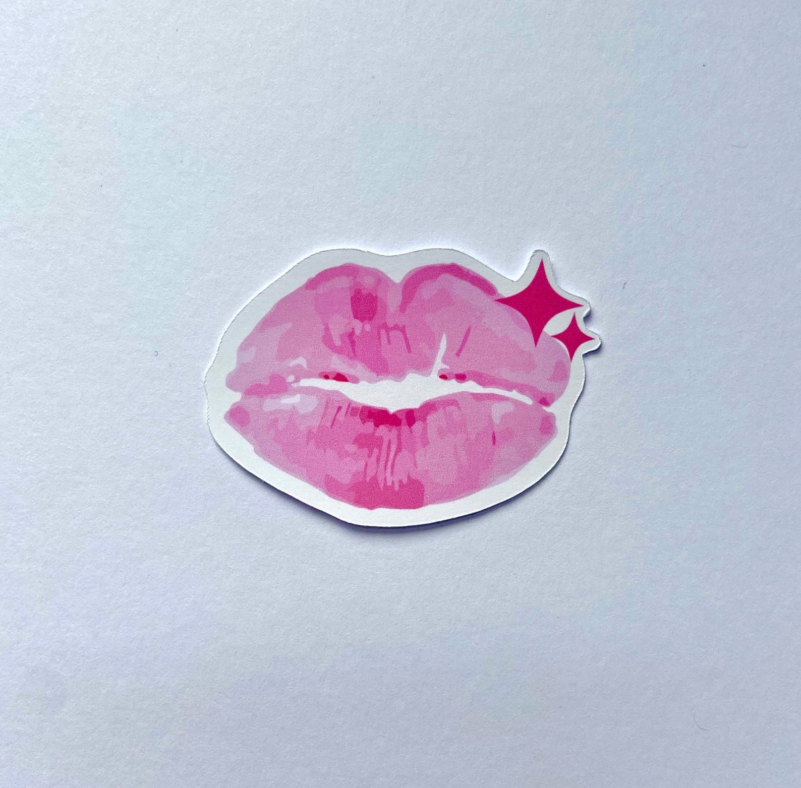Kiss Sticker Pink Lips Cottage Core Girly Bookish Sticker SMUT Decor ...