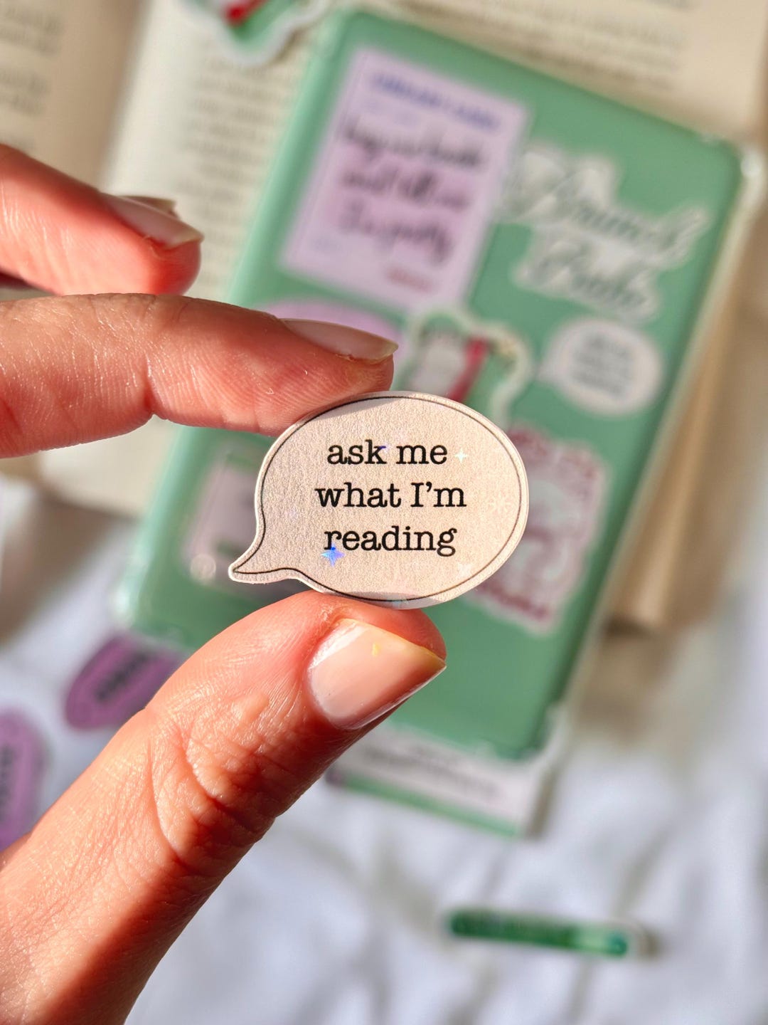 Ask Me What I'm Reading - Holographic E-reader Sticker - Etsy