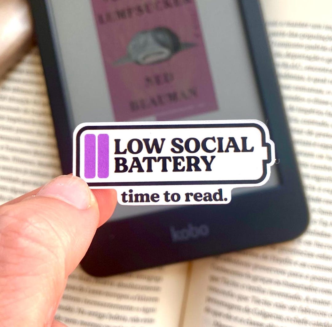 Purple Sticker Lilac Low Social Battery Time to Read Bookish Sticker ...
